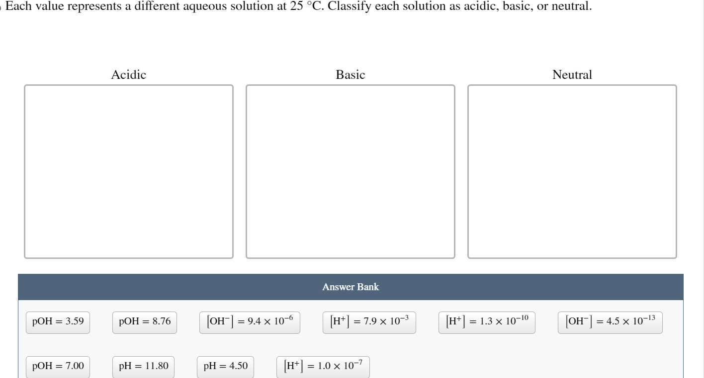 Solved Each value represents a different aqueous solution at | Chegg.com