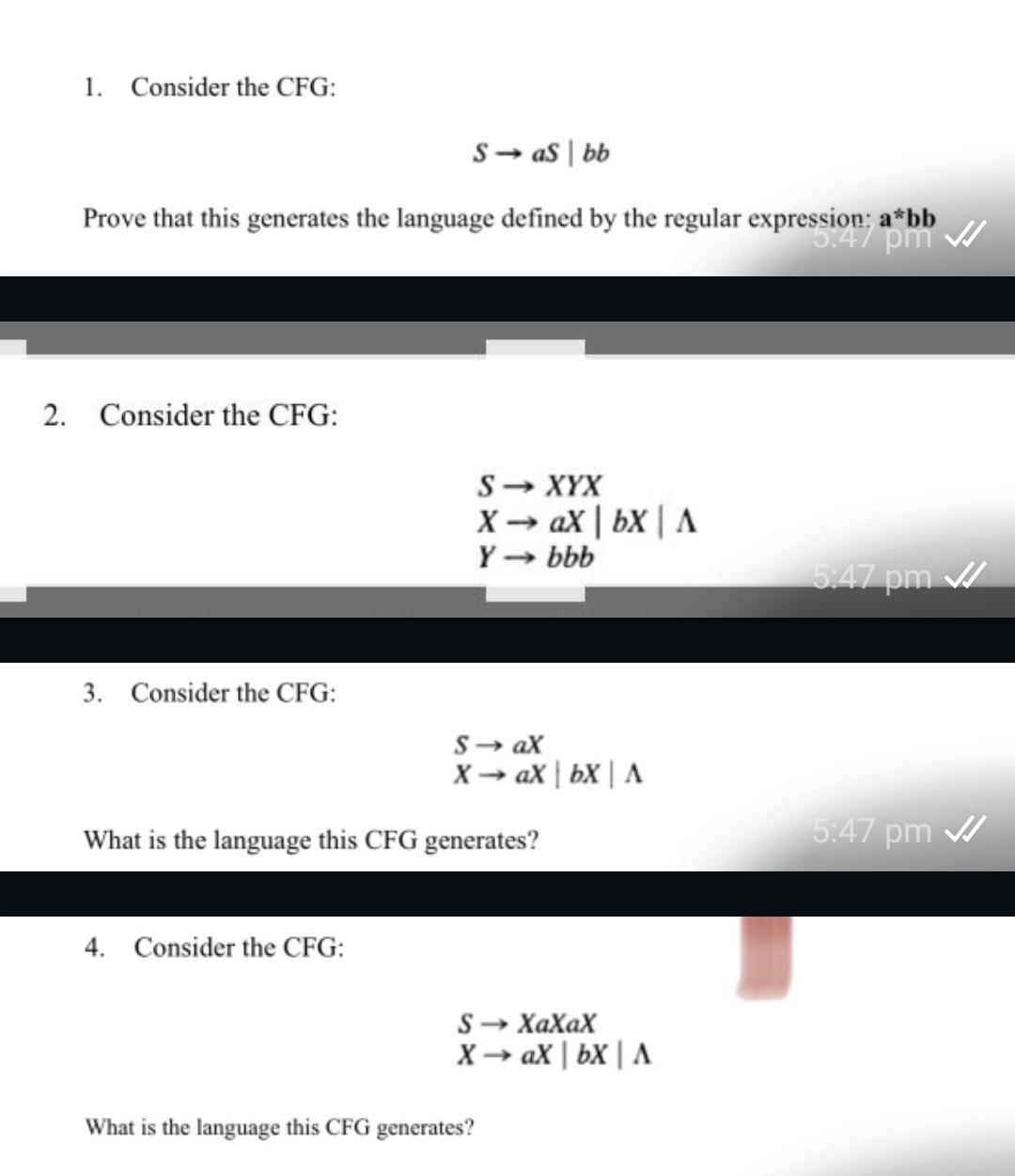 Solved 1. Consider the CFG: S→ as bb Prove that this | Chegg.com