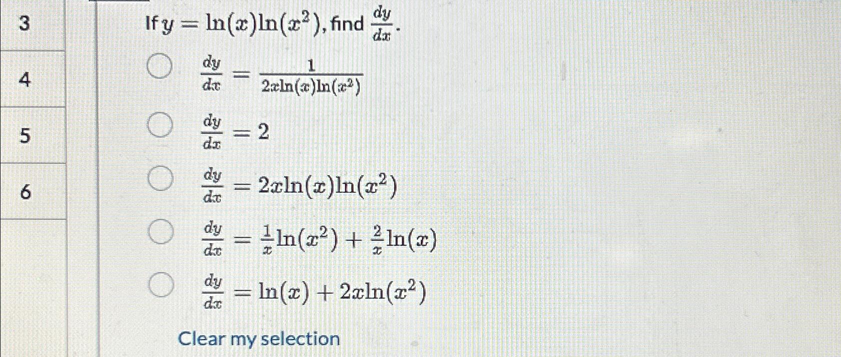 Solved 3If y=ln(x)ln(x2), ﻿find | Chegg.com