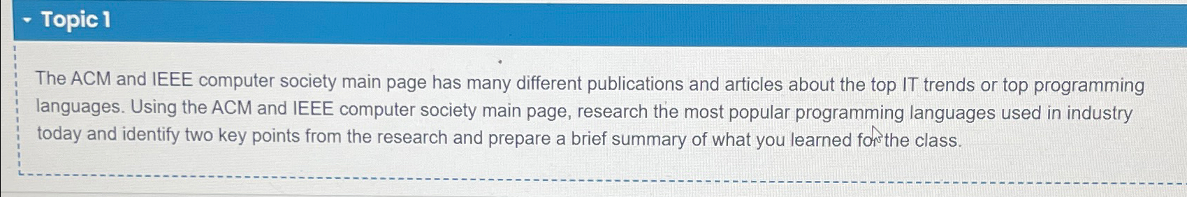 Solved Topic 1The ACM and IEEE computer society main page | Chegg.com