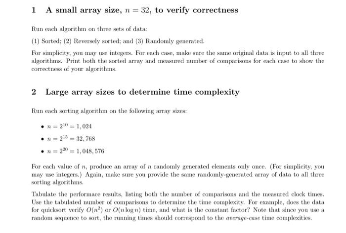 Solved 1 A small array size, n=32, to verify correctness Run | Chegg.com