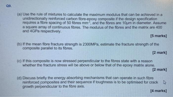 Solved (a) Use the rule of mixtures to calculate the maximum | Chegg.com