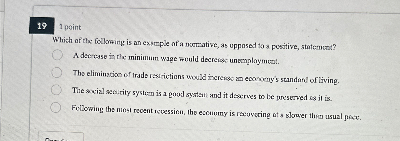 Solved 191 ﻿pointWhich of the following is an example of a | Chegg.com