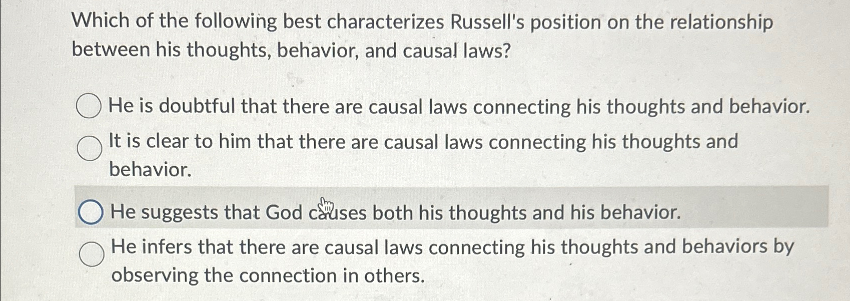 Solved Which of the following best characterizes Russell's | Chegg.com