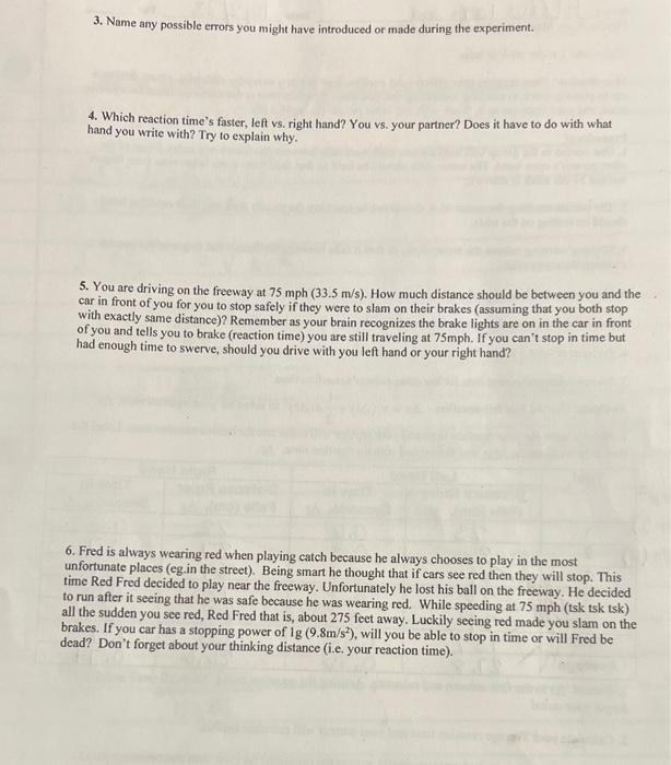Solved Physics Lab: Measuring Your Rraction Time Materialss | Chegg.com
