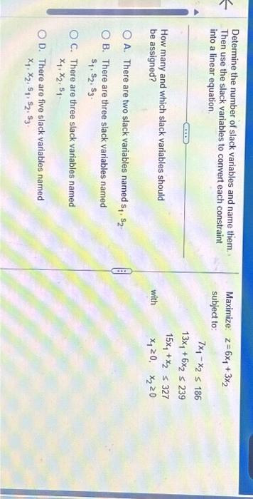 Solved ← Determine the number of slack variables and name | Chegg.com