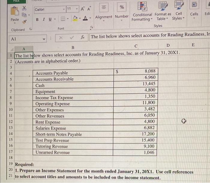 Solved reparing an Income Statement using Excel's SUM, IF | Chegg.com