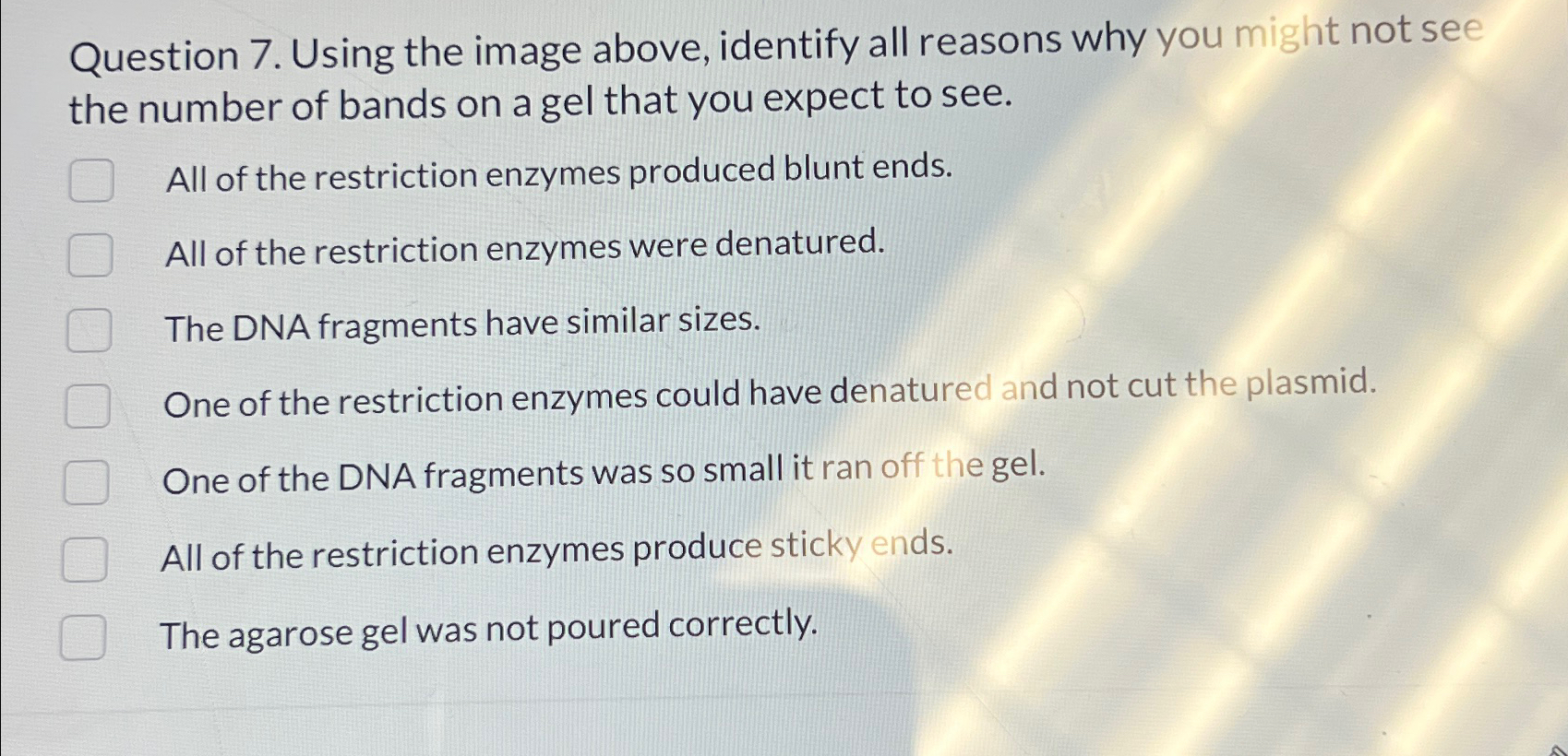 Solved Question 7. ﻿Using the image above, identify all | Chegg.com