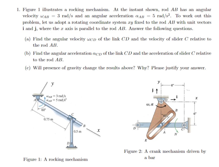 Solved Figure 1 ﻿illustrates a rocking mechanism. At the | Chegg.com