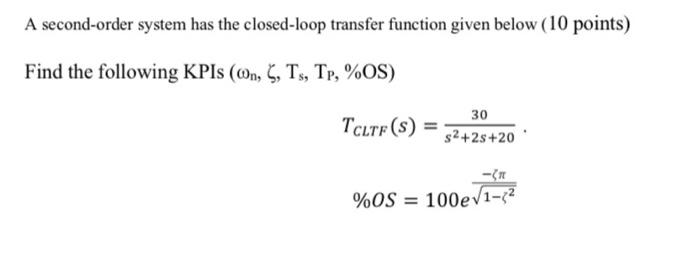 Solved A second-order system has the closed-loop transfer | Chegg.com