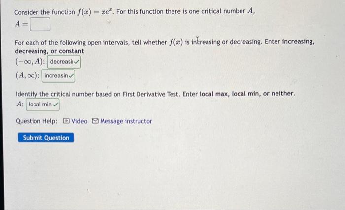 Solved Consider the function f(x)=xex. For this function | Chegg.com