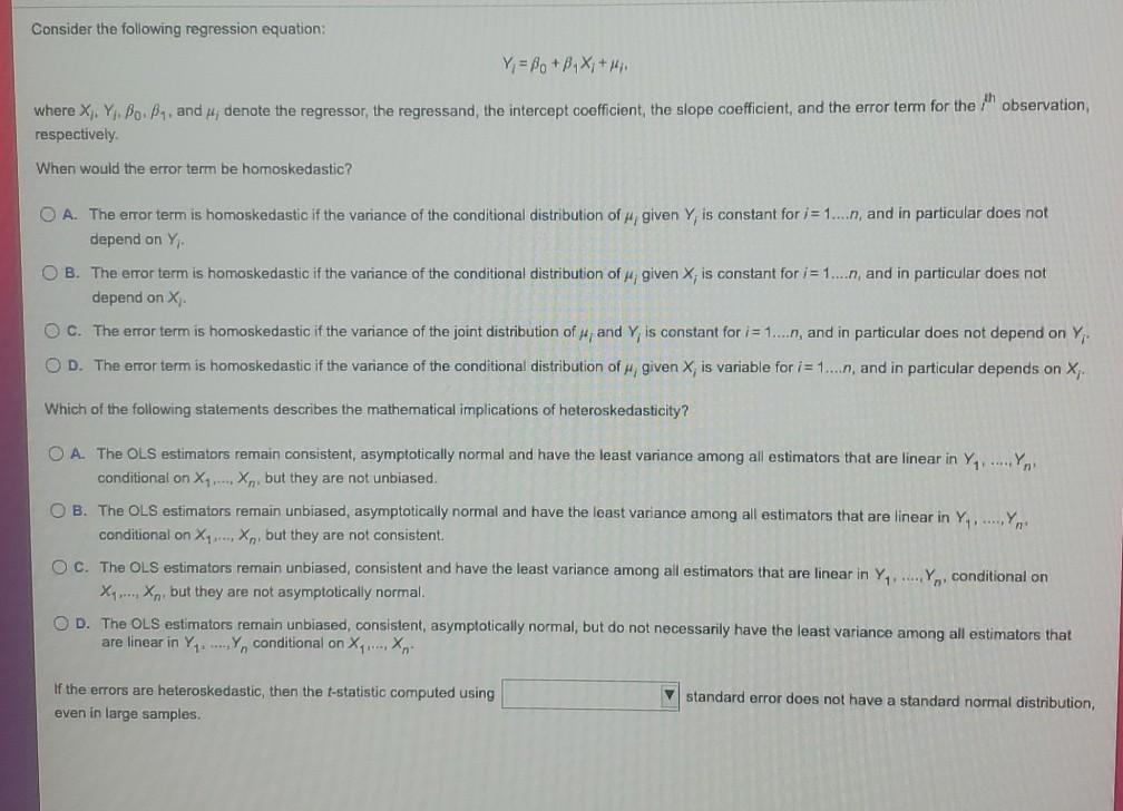 Solved Consider the following regression equation: Y = | Chegg.com