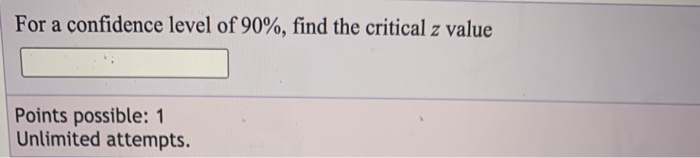 Solved For a confidence level of 90%, find the critical z | Chegg.com