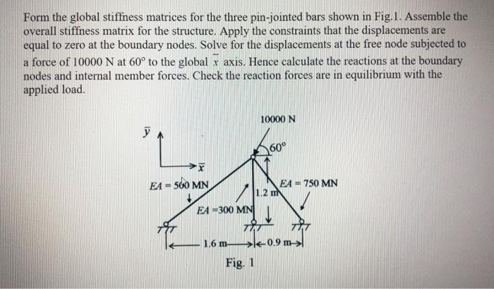Solved Form the global stiffness matrices for the three | Chegg.com Solved Form the global stiffness matrices for the three | Chegg.com