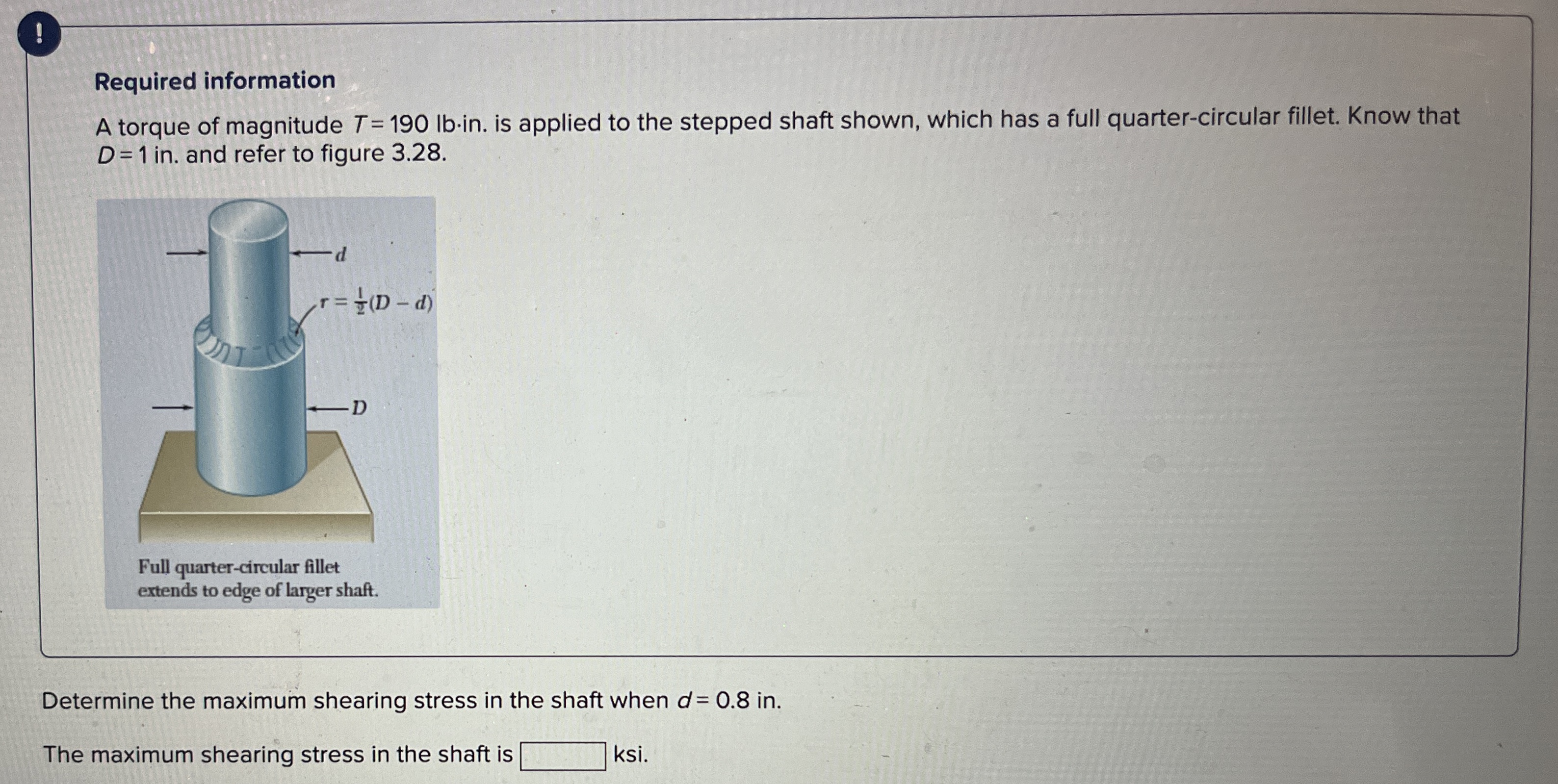 Solved Required informationA torque of magnitude T=190lb.in. | Chegg.com