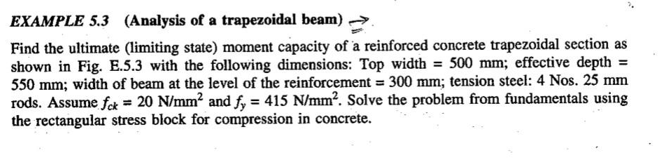 Solved EXAMPLE 5.3 (Analysis of a trapezoidal beam) . Find | Chegg.com