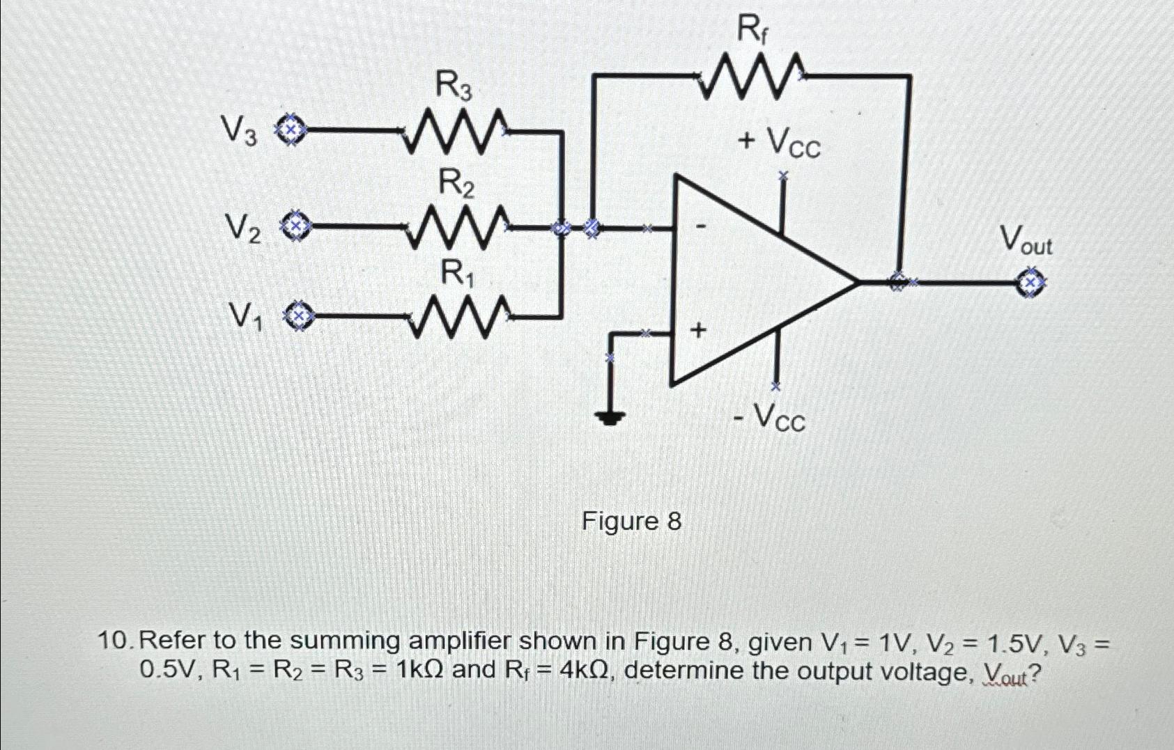 Solved Figure 810. ﻿Refer to the summing amplifier shown in | Chegg.com