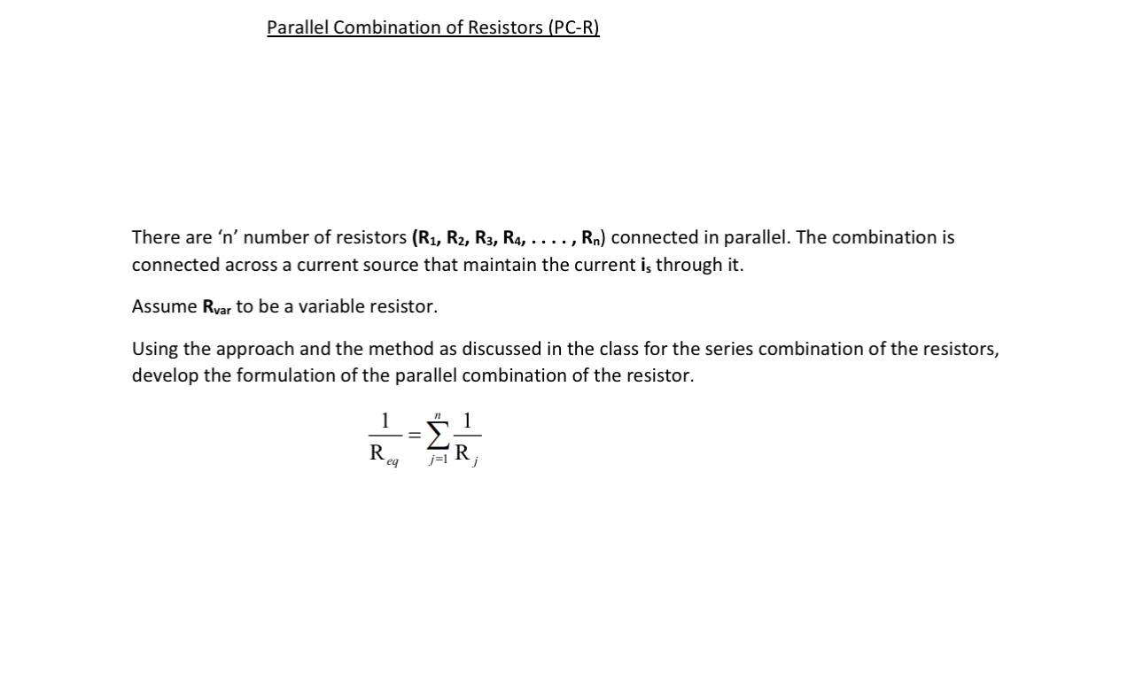 Solved Parallel Combination of Resistors (PC-R)There are | Chegg.com