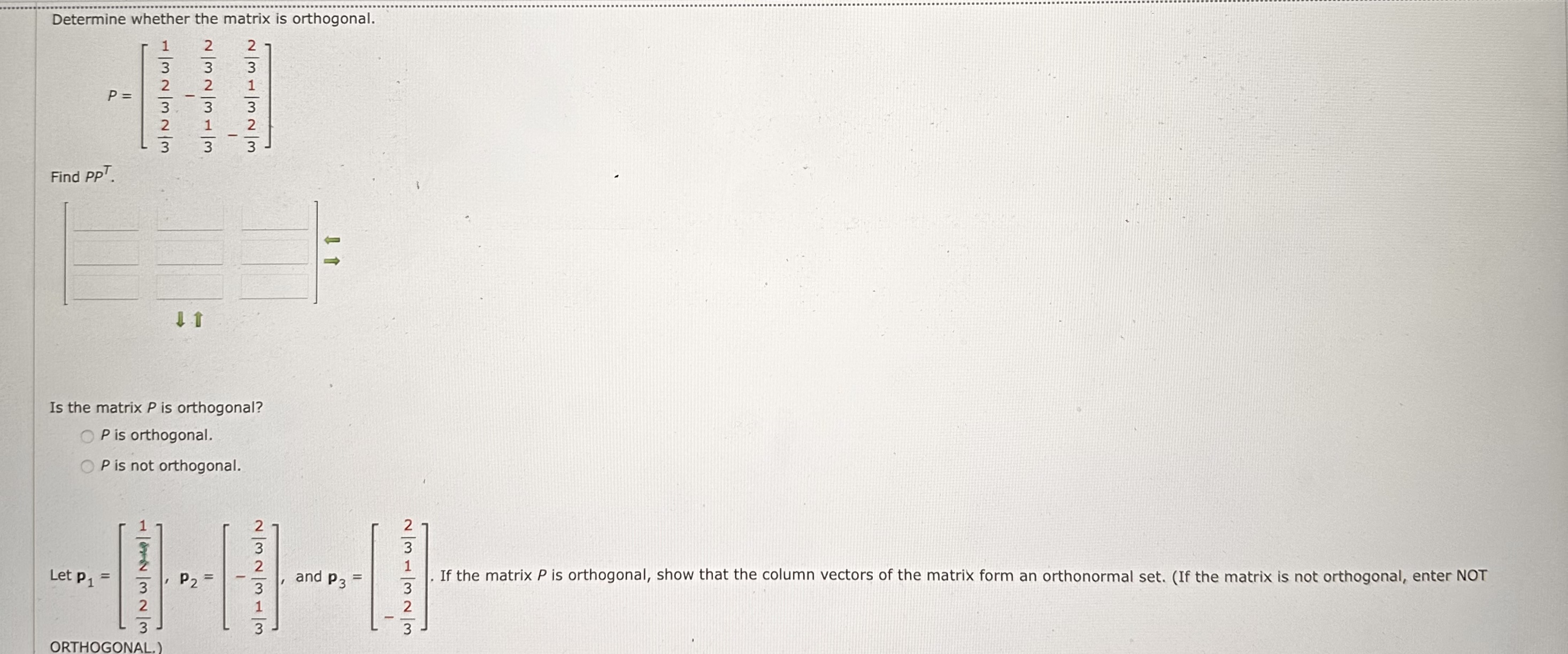 Solved ANSWER ALL PARTS PLEASEDetermine whether the matrix | Chegg.com