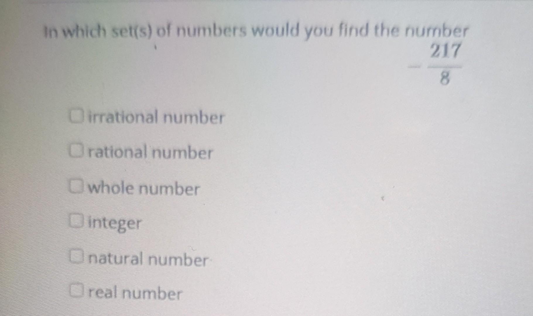 Solved In which set(s) of numbers would you find the number | Chegg.com