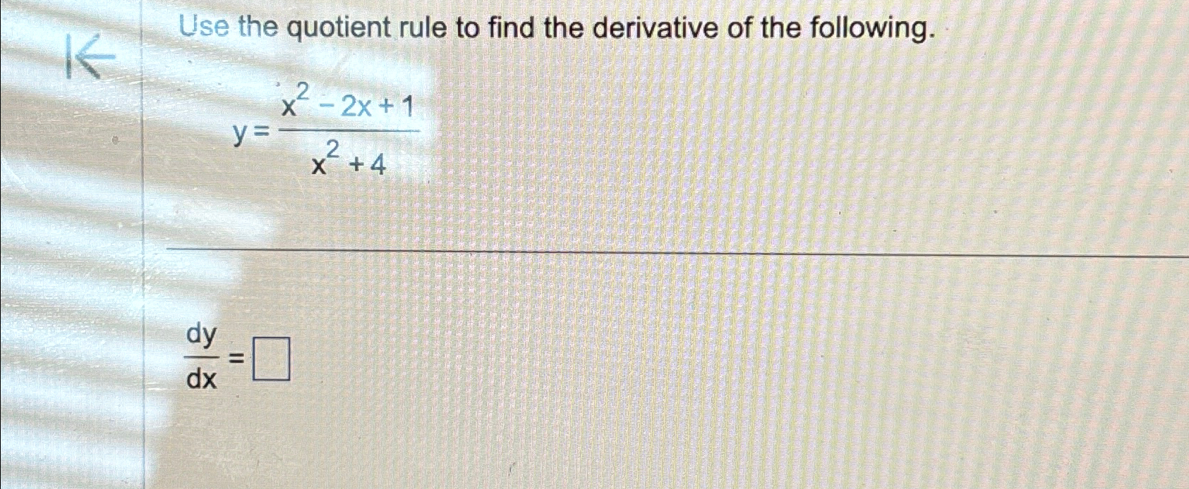 Solved Use the quotient rule to find the derivative of the | Chegg.com