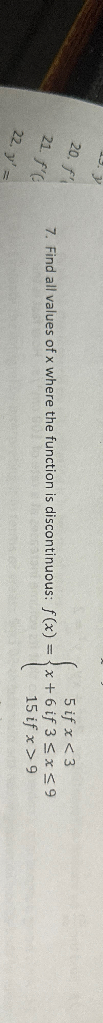 Solved Find all values of x ﻿where the function is | Chegg.com
