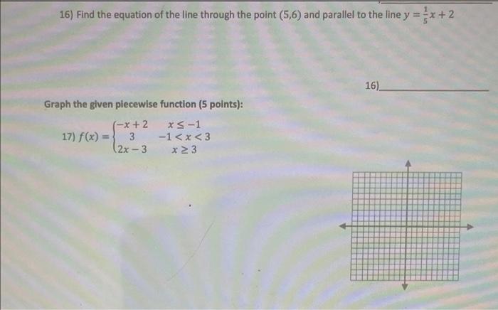 Solved 16) Find the equation of the line through the point | Chegg.com