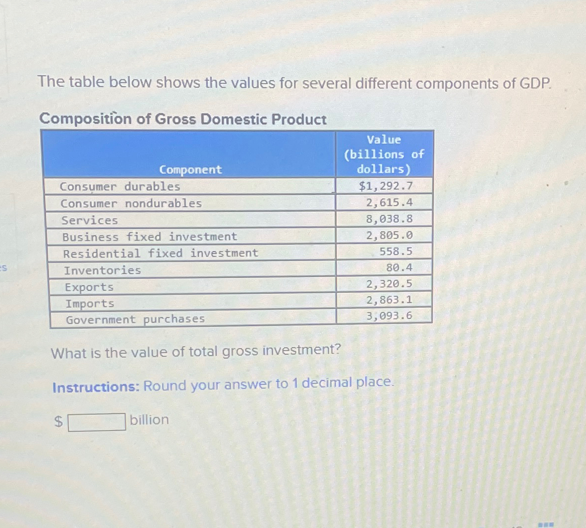Solved The table below shows the values for several | Chegg.com
