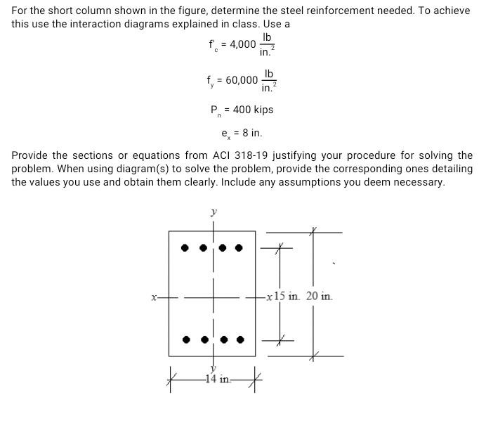 Solved For the short column shown in the figure, determine | Chegg.com