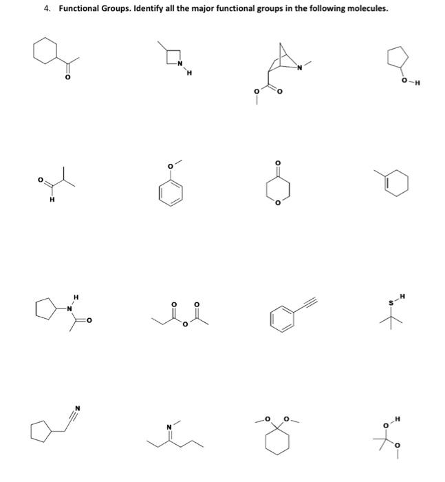 Solved 4. Functional Groups. Identify all the major | Chegg.com