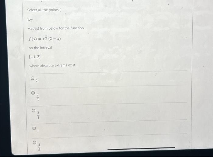 Solved Select all the points ( X- values) from below for the | Chegg.com