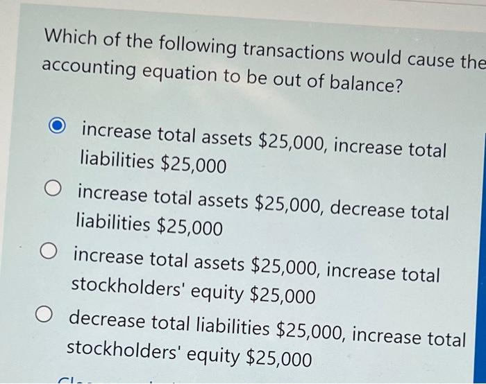 Solved Which of the following transactions would cause the | Chegg.com