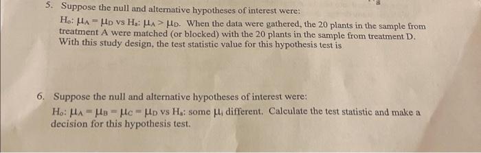 Solved 5. Suppose the null and alternative hypotheses of | Chegg.com