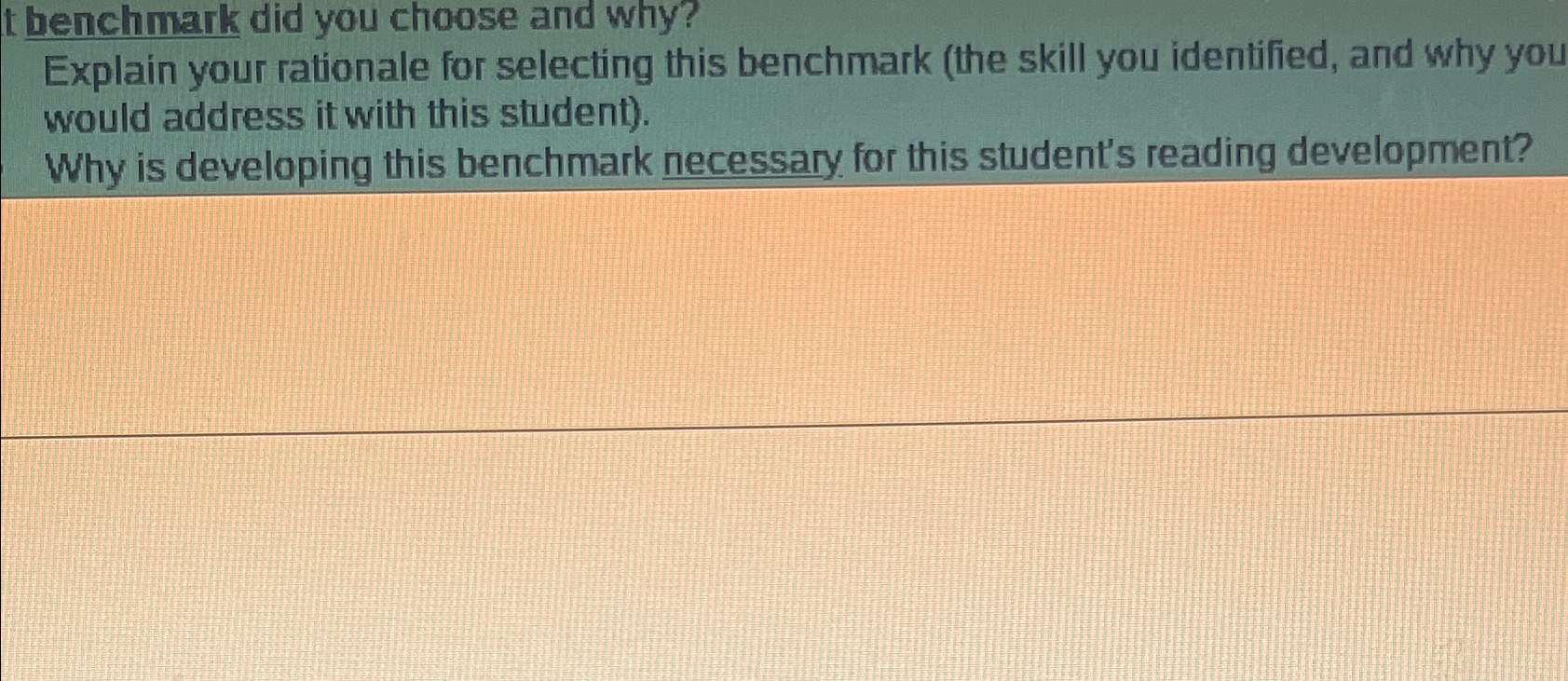 Solved t benchmark did you choose and why?Explain your | Chegg.com