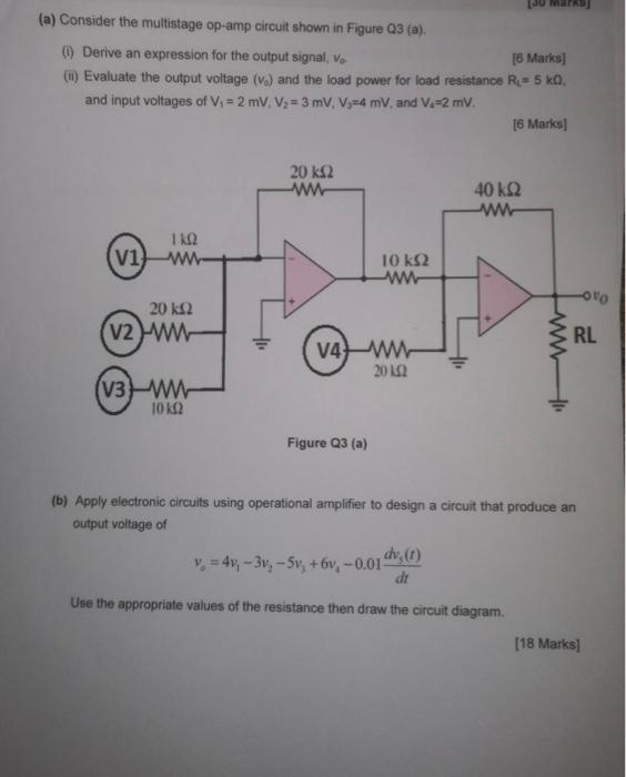 Solved (a) Consider the multistage op-amp circuit shown in | Chegg.com