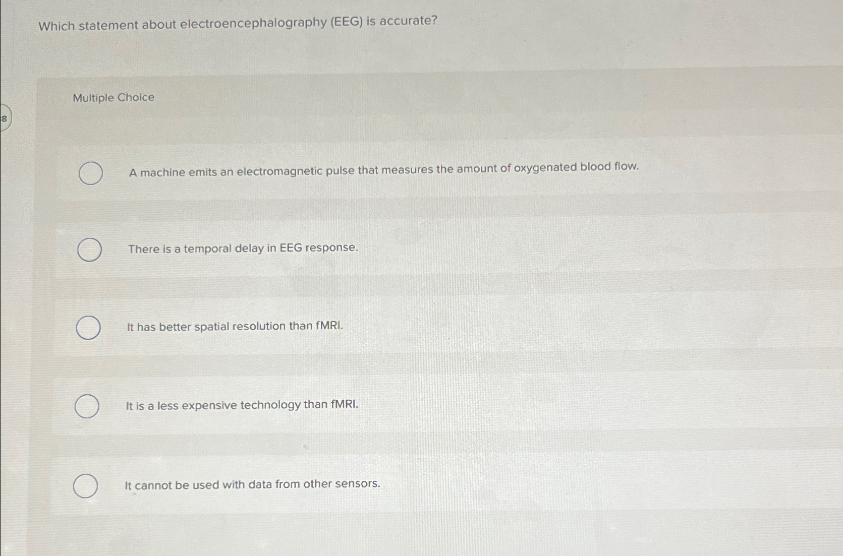 Solved Which statement about electroencephalography (EEG) | Chegg.com