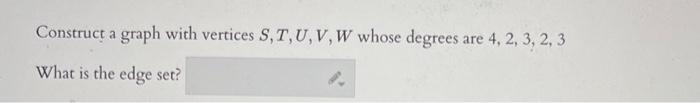 Solved Construct a graph with vertices S,T,U,V,W whose | Chegg.com