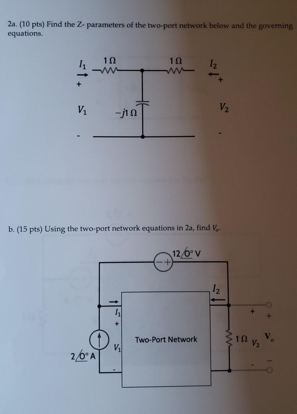 Solved 2a. (10 pts) Find the Z- parameters of the two-port | Chegg.com