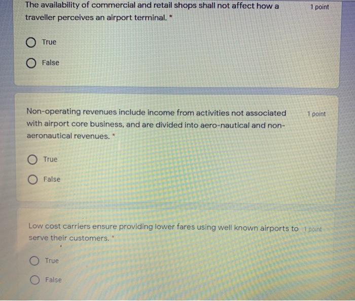 Solved 1 point The availability of commercial and retail | Chegg.com