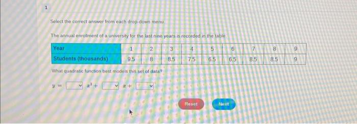 Solved Select the correct answer from each drop-down menu. | Chegg.com