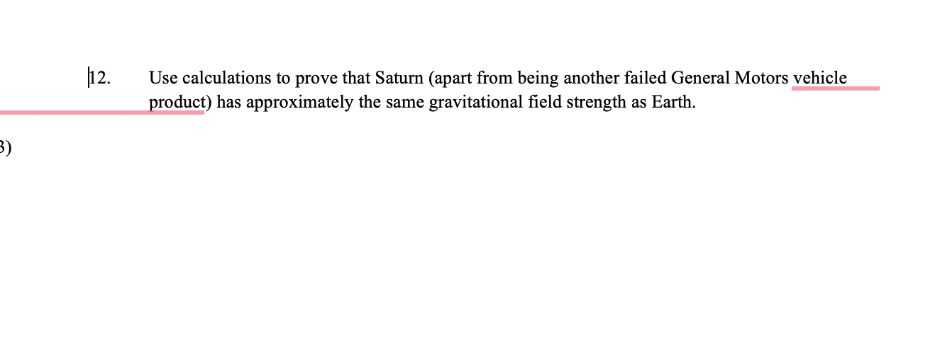 Solved Use calculations to prove that Saturn (apart from | Chegg.com