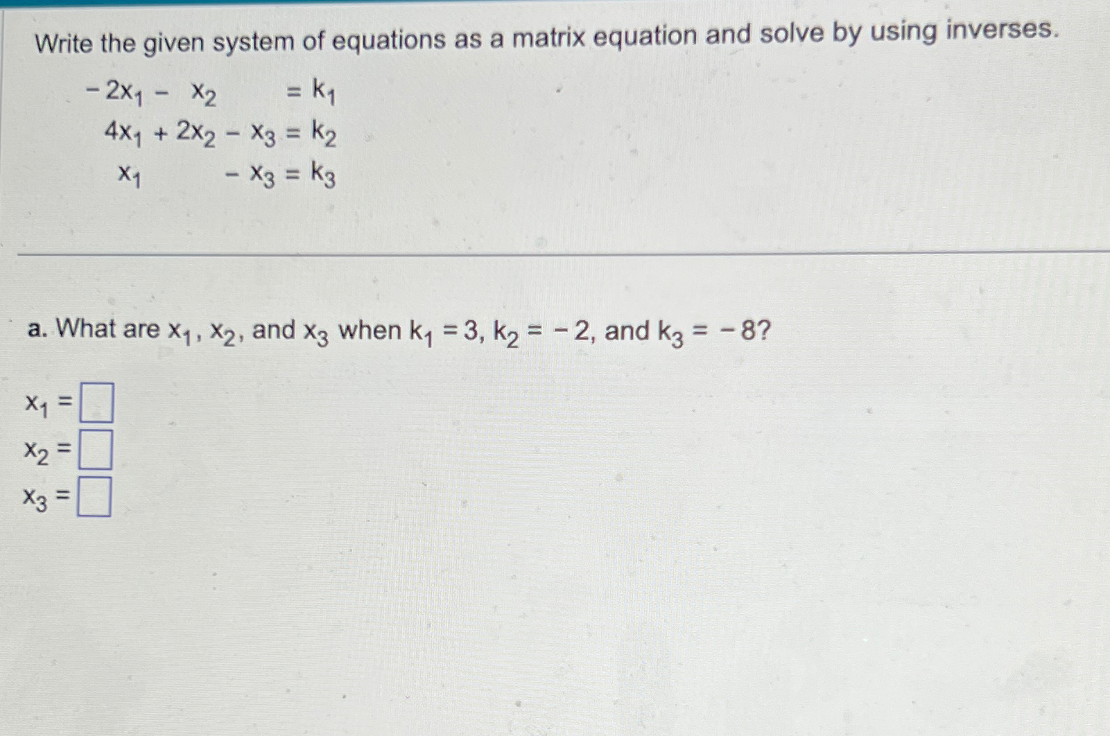 Solved Write the given system of equations as a matrix | Chegg.com