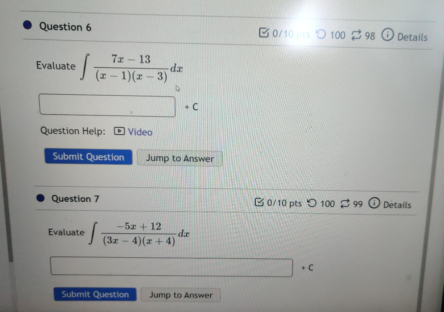 Solved ∫(x−1)(x−3)7x−13dx Help: Video ion 7 | Chegg.com