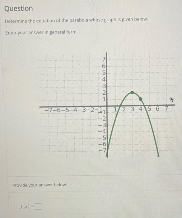 Solved Determine the equation of the parabola whose graph is | Chegg.com