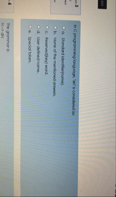 Solved ackon 3In C programming language, "sin" is considered | Chegg.com