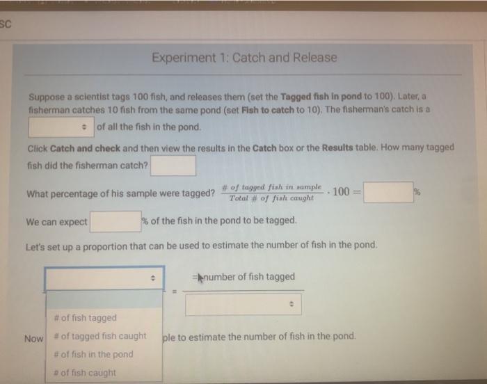 Solved CALCULATE Tagged fish in pond 100 Tagged fish caught | Chegg.com