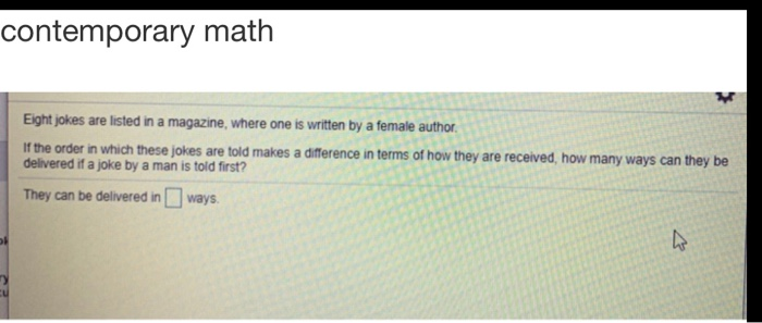 Solved contemporary math Eight jokes are listed in a | Chegg.com