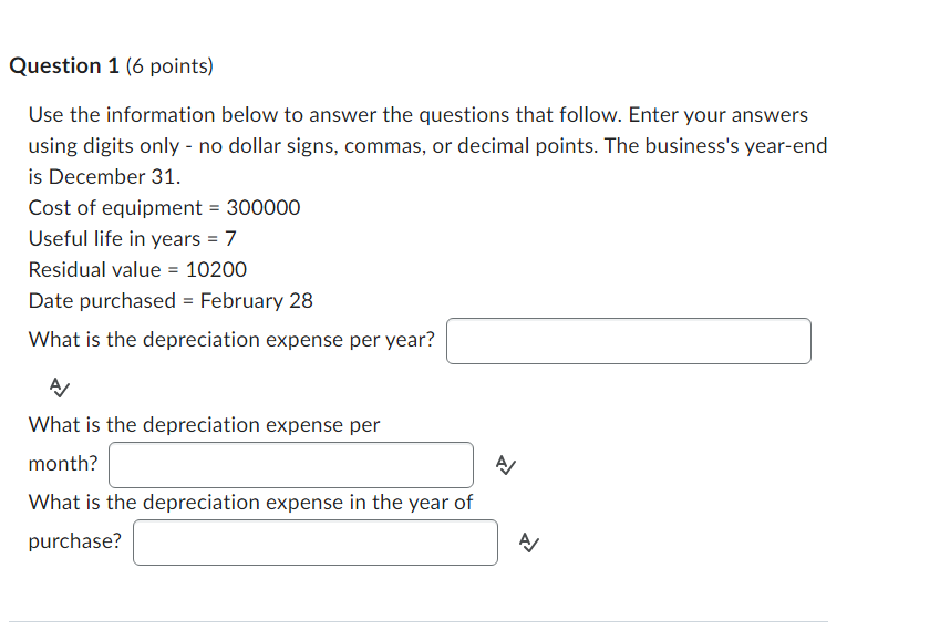Solved Question 1 (6 ﻿points)Use the information below to | Chegg.com