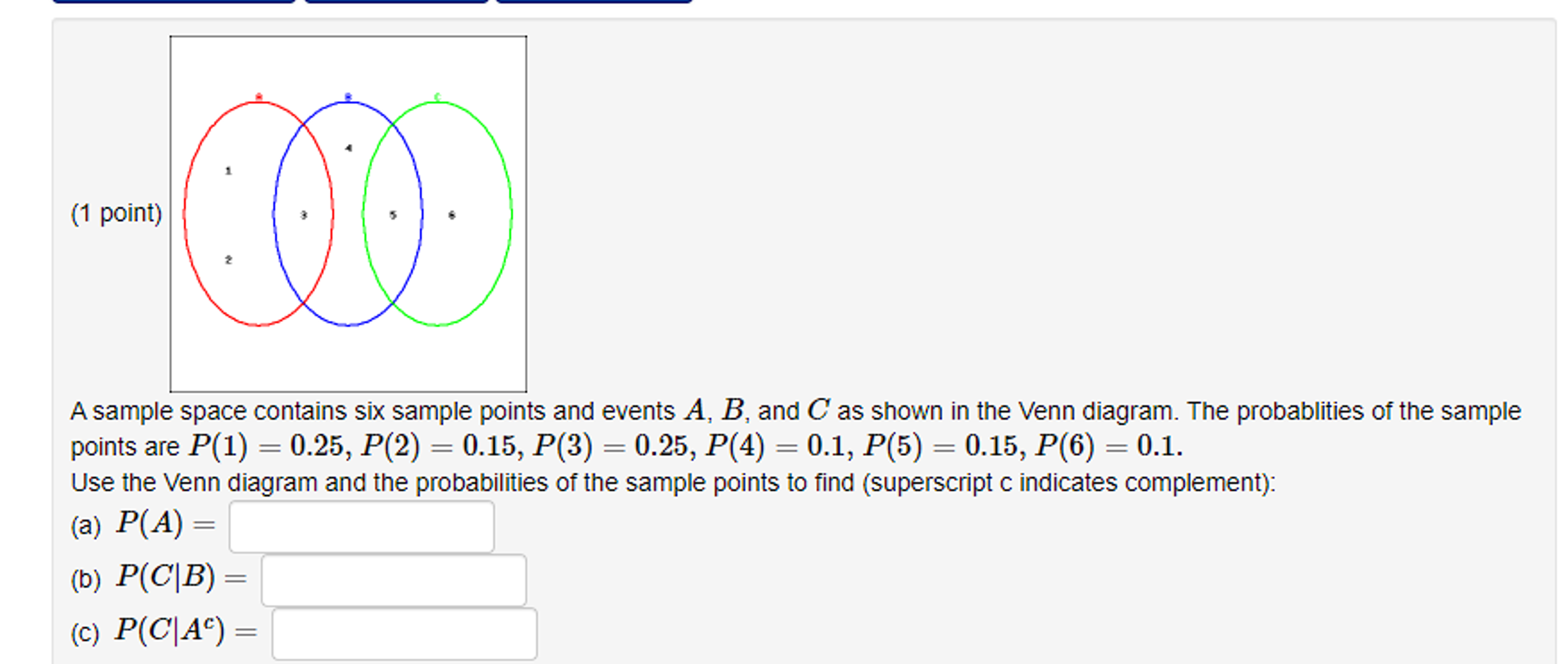 Solved A sample space contains six sample points and events | Chegg.com