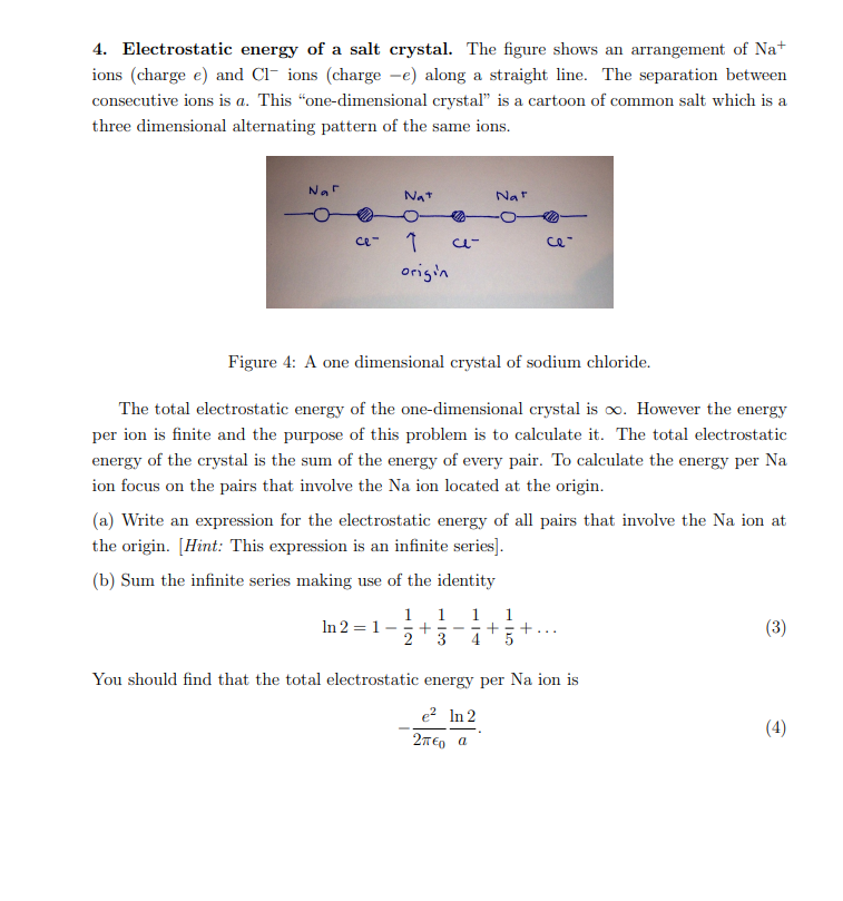Solved Electrostatic energy of a salt crystal. The figure | Chegg.com